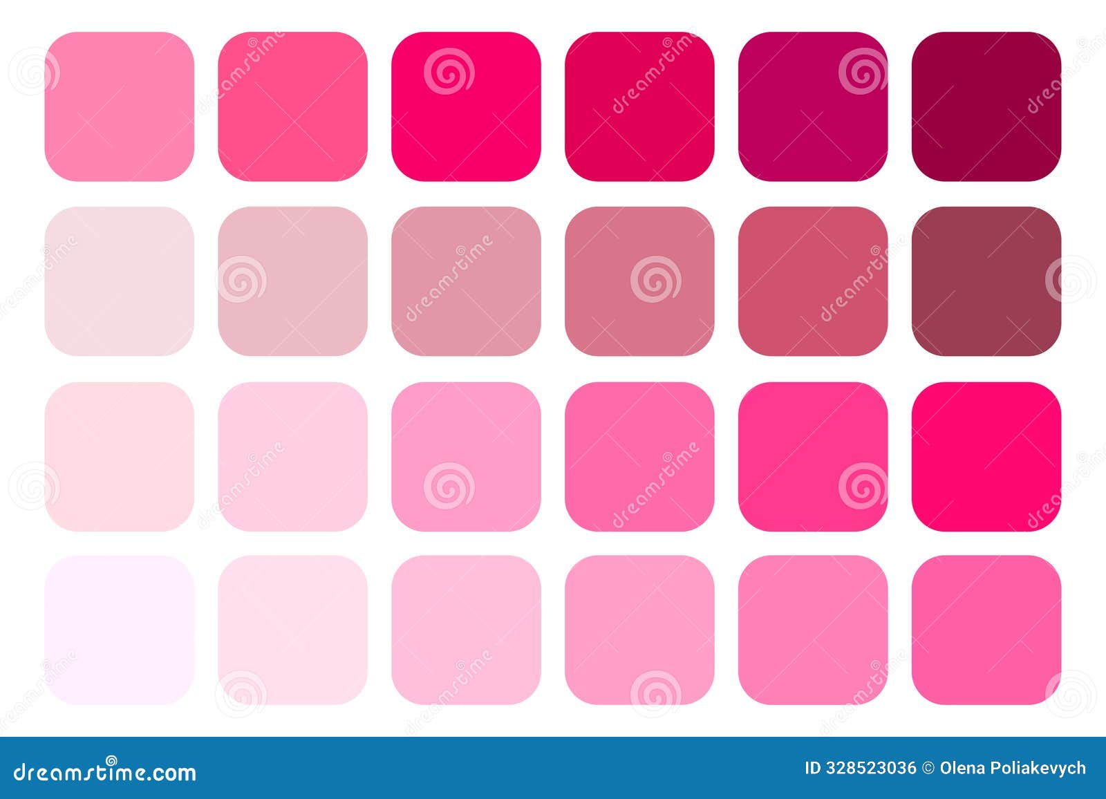 Pink Color Palette. Various Shades. Gradient Squares. Vector Graphic ...