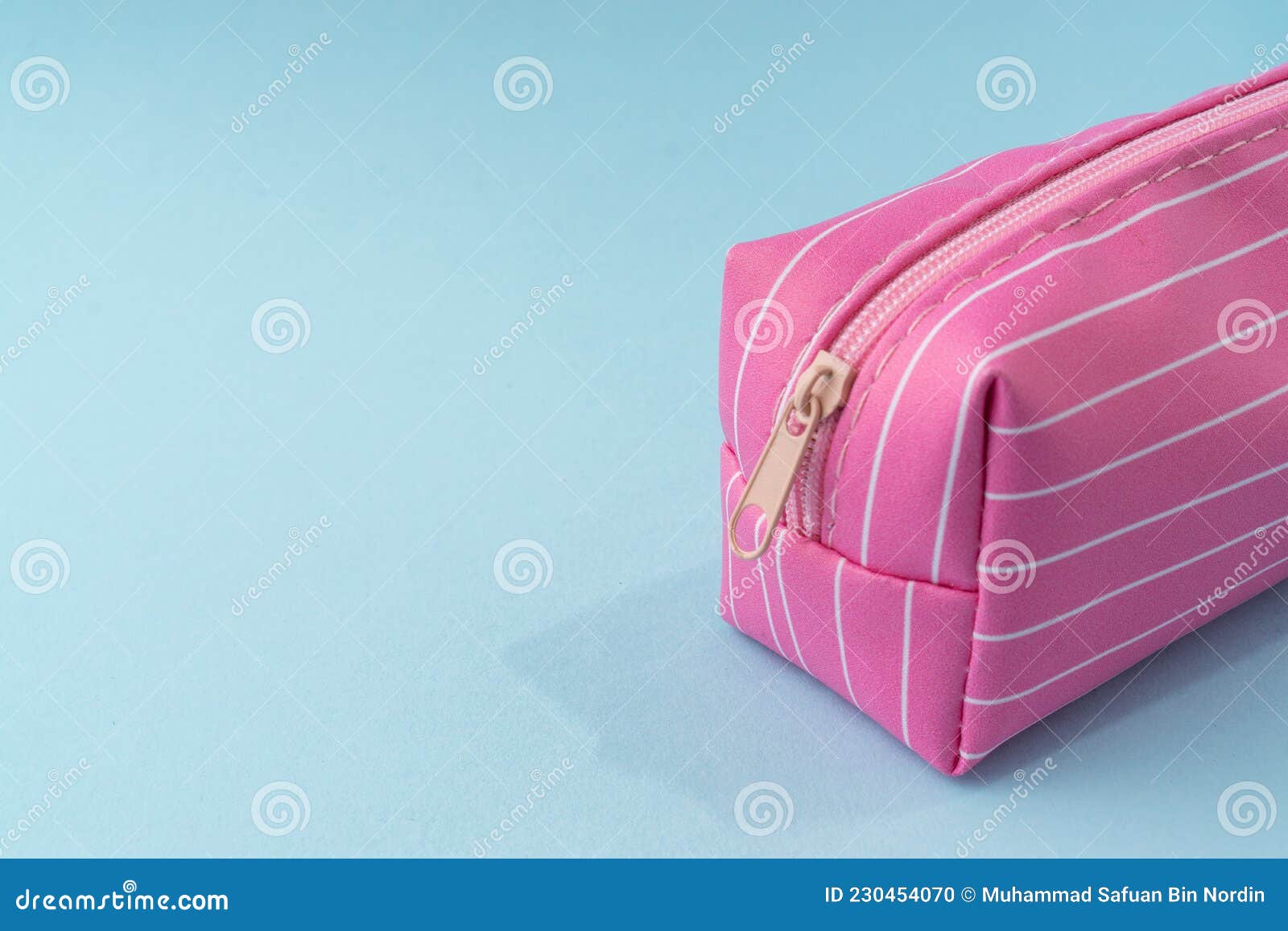 Pink Color Pencil Box on Light Blue Background Stock Photo - Image of ...
