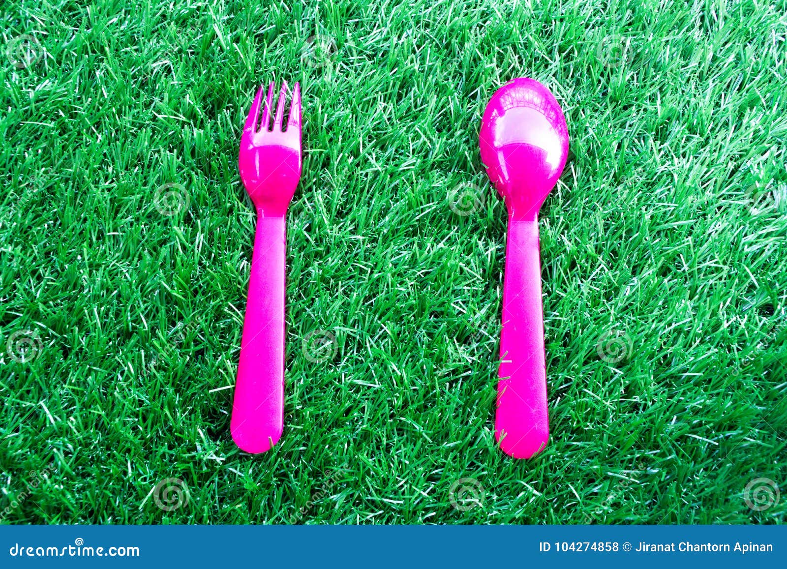 The Pink Color of Plastic Spoon and Fork Stock Photo - Image of ...