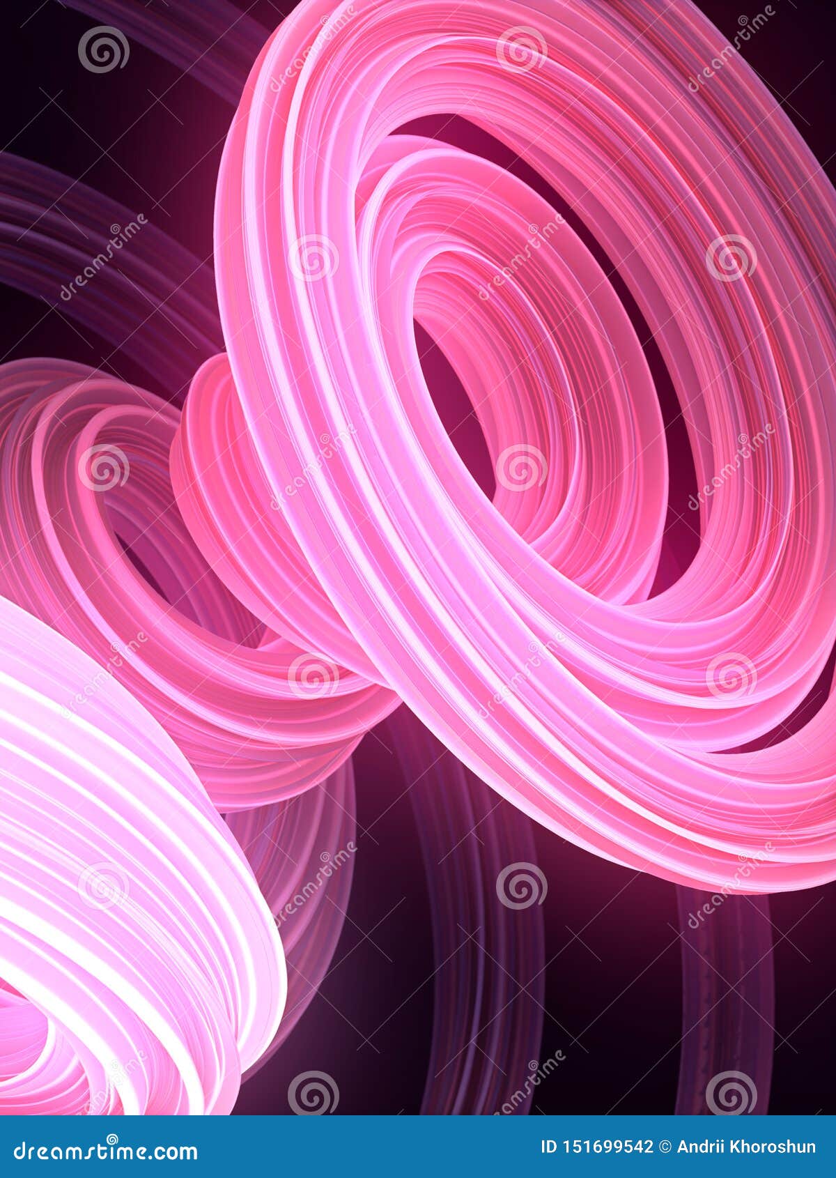 Pink Colored Twisted Shape. Computer Generated Abstract Geometric 3D ...