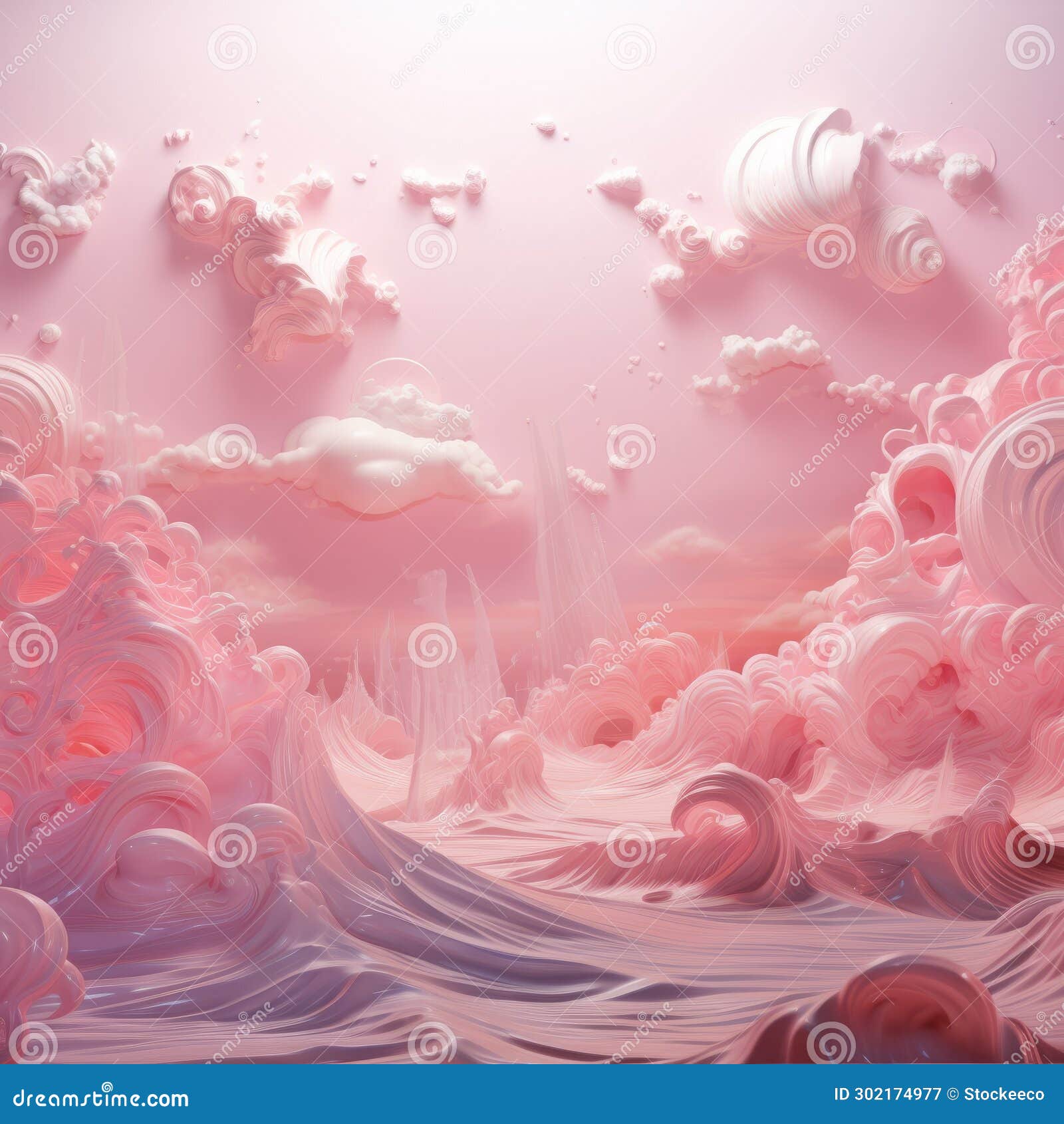 Pink Rococo Seascape Abstract: a Realistic 3d World Design and Art ...