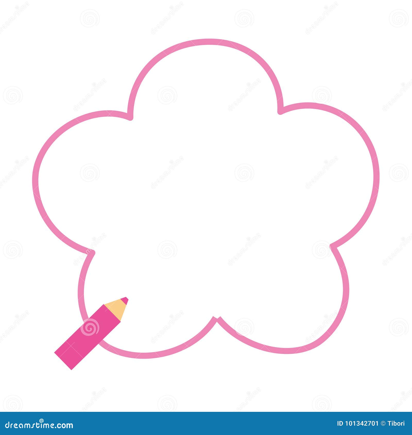 Colored Pencils Frames, Flower Shape Stock Illustration - Illustration ...