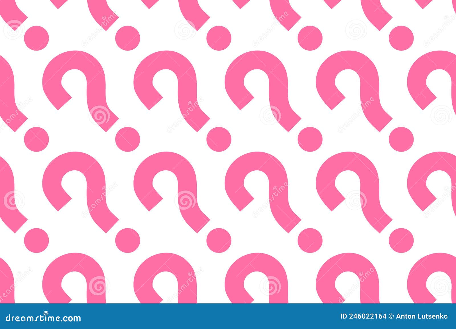 Pink Colored Question Marks Seamless Pattern Isolated on White ...