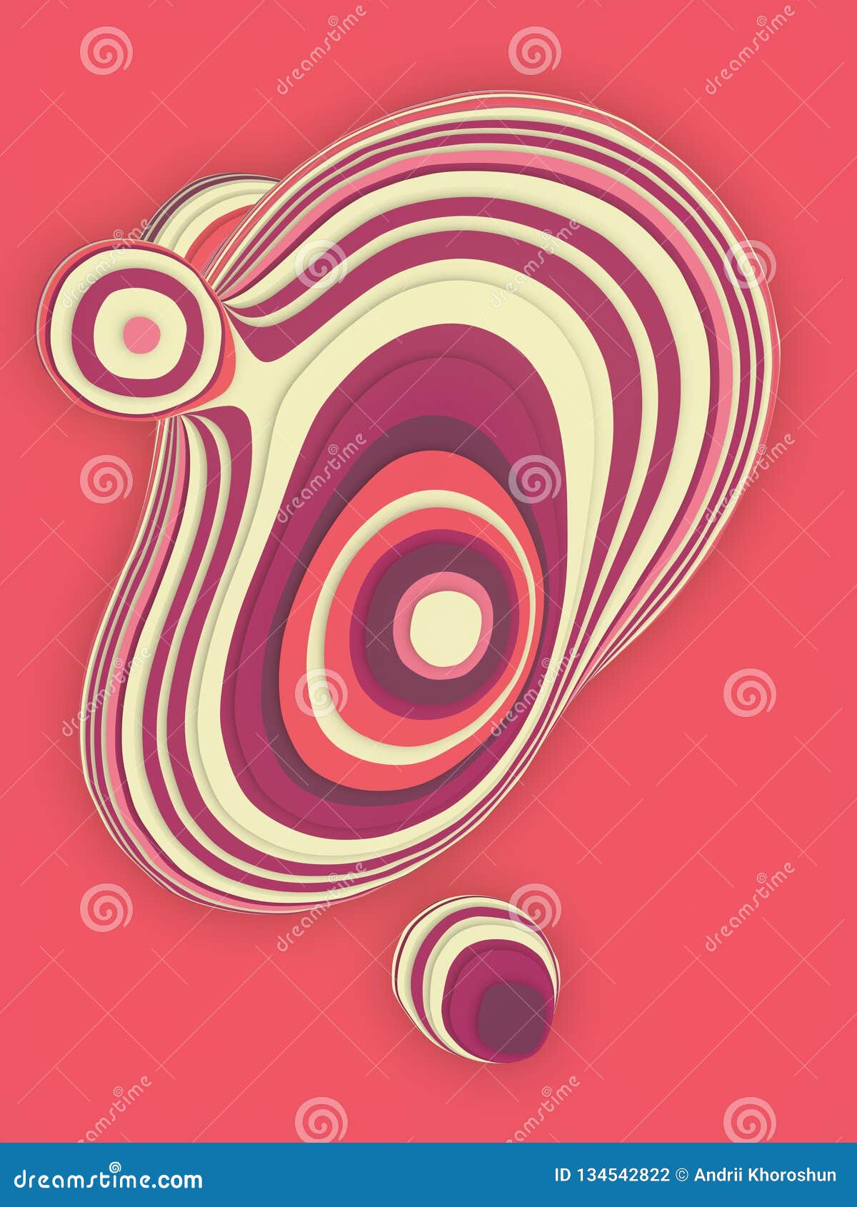 Pink Colored Sliced Shape. Computer Generated Abstract Geometric 3D ...