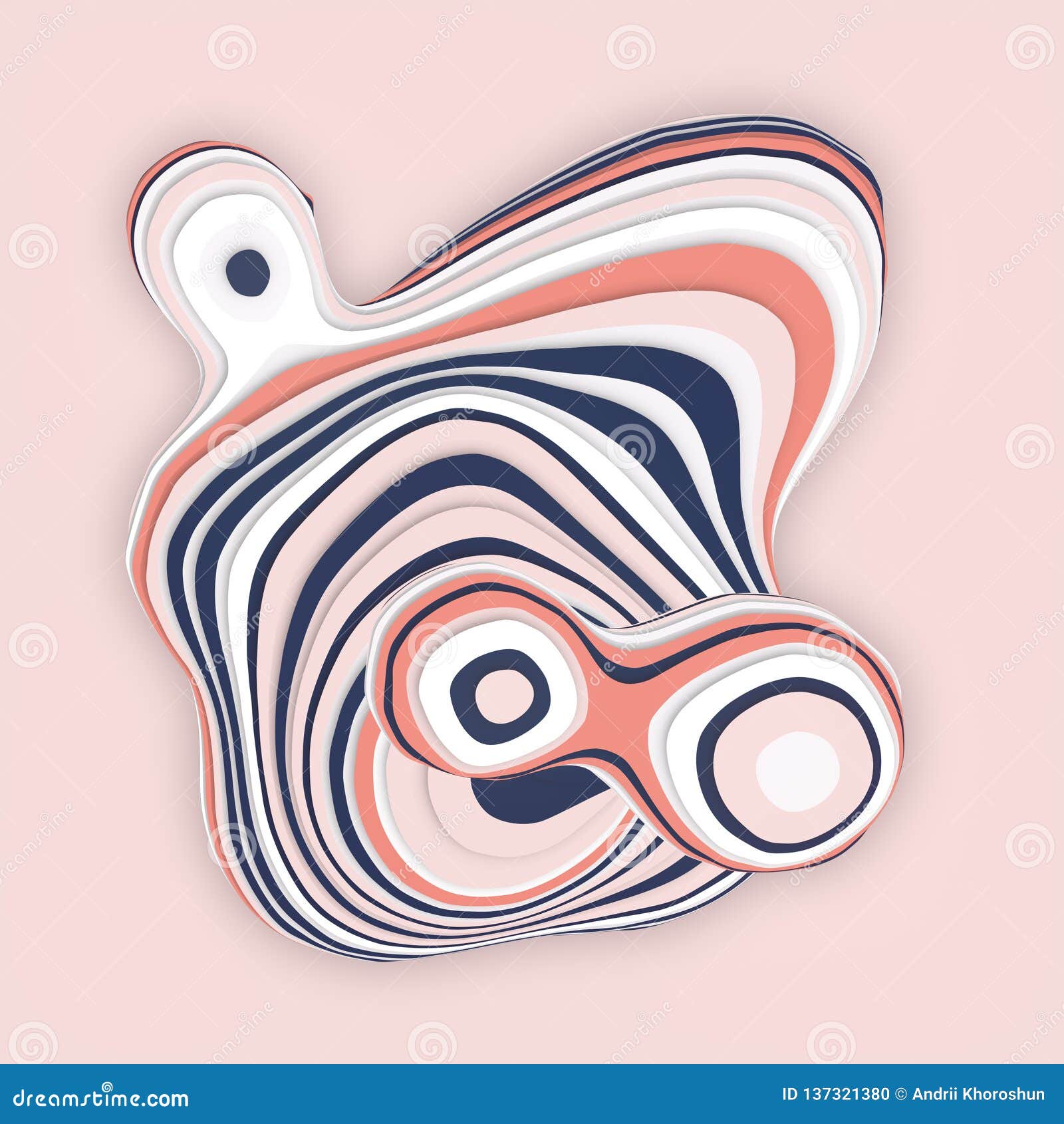 Pink Colored Sliced Shape. Computer Generated Abstract Geometric 3D ...