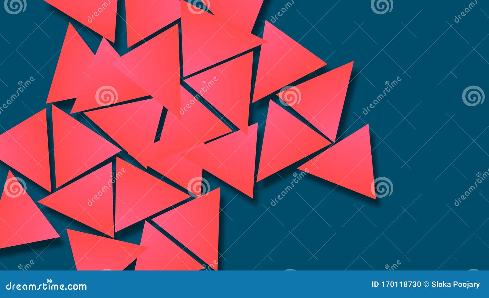Pink Colored Triangles on Deep Blue Colored Background,geometric ...