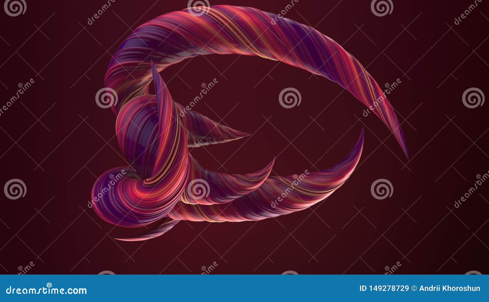 Pink Colored Twisted Shapes. Computer Generated Abstract Geometric 3D ...