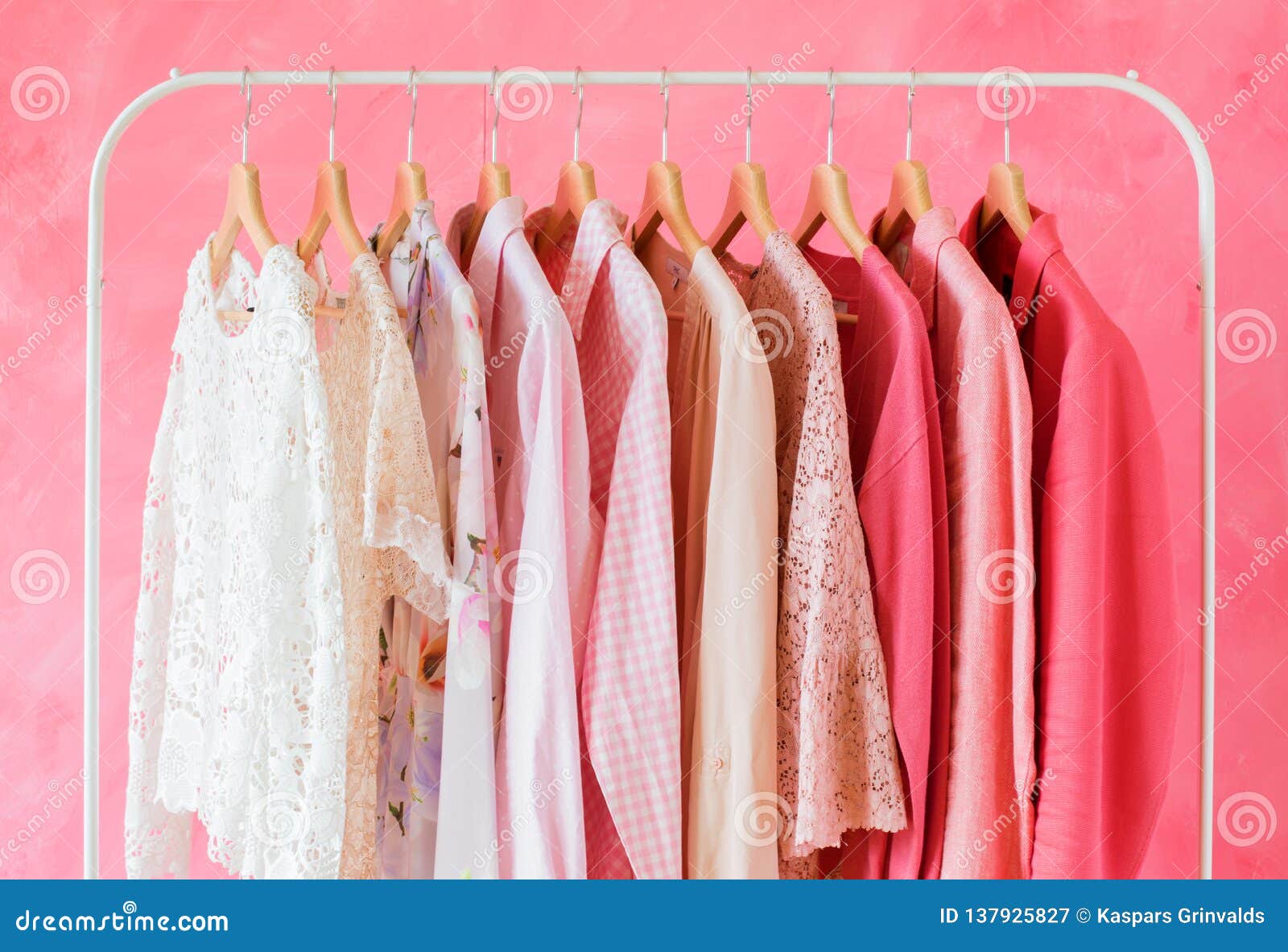 Pink colored women clothes stock image. Image of cleaning - 137925827