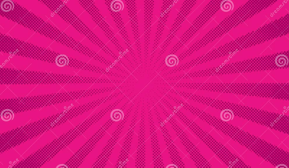 Pink Comics Background. Abstract Lines Backdrop. Bright Sunrays. Design ...