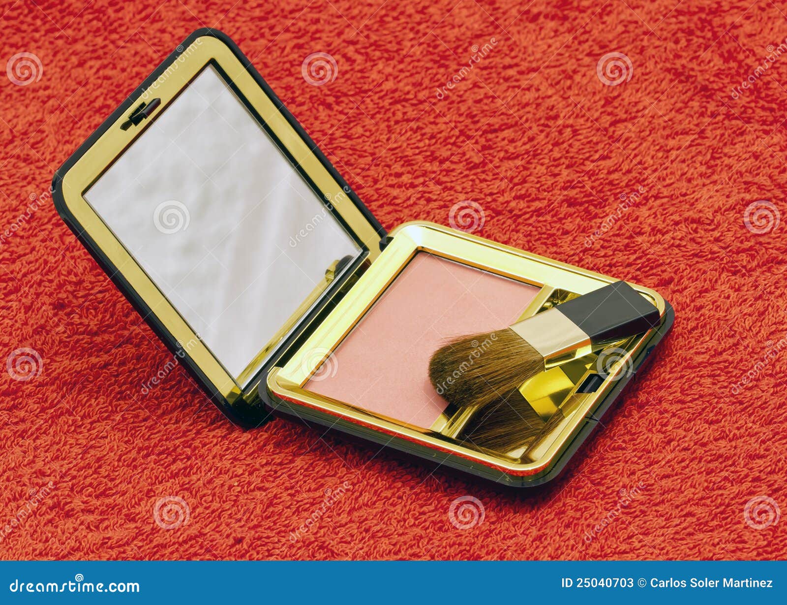 Pink Compact Blush with Brush in Black Container Stock Image - Image of ...