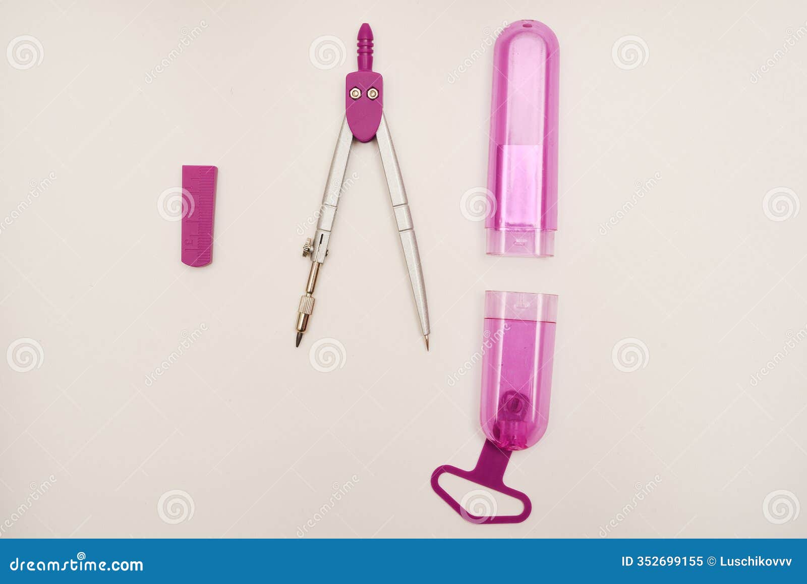 Pink Compasses on a White Background. a Drawing Tool Stock Image ...
