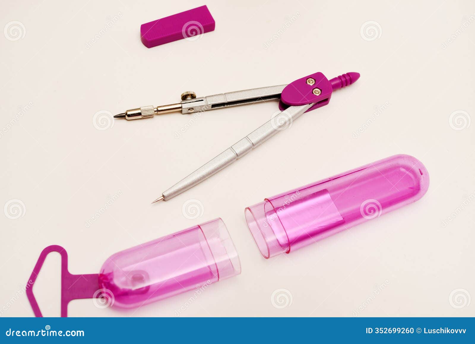 Pink Compasses on a White Background. a Drawing Tool Stock Photo ...