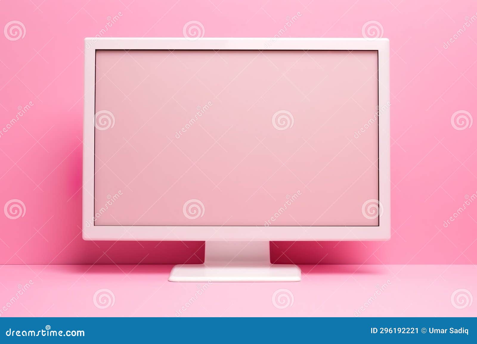 Pink Computer with Empty Screen on Pink Background Stock Illustration ...