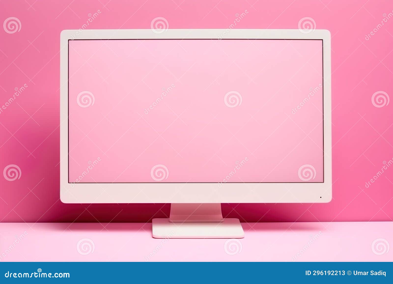 Pink Computer with Empty Screen on Pink Background Stock Illustration ...