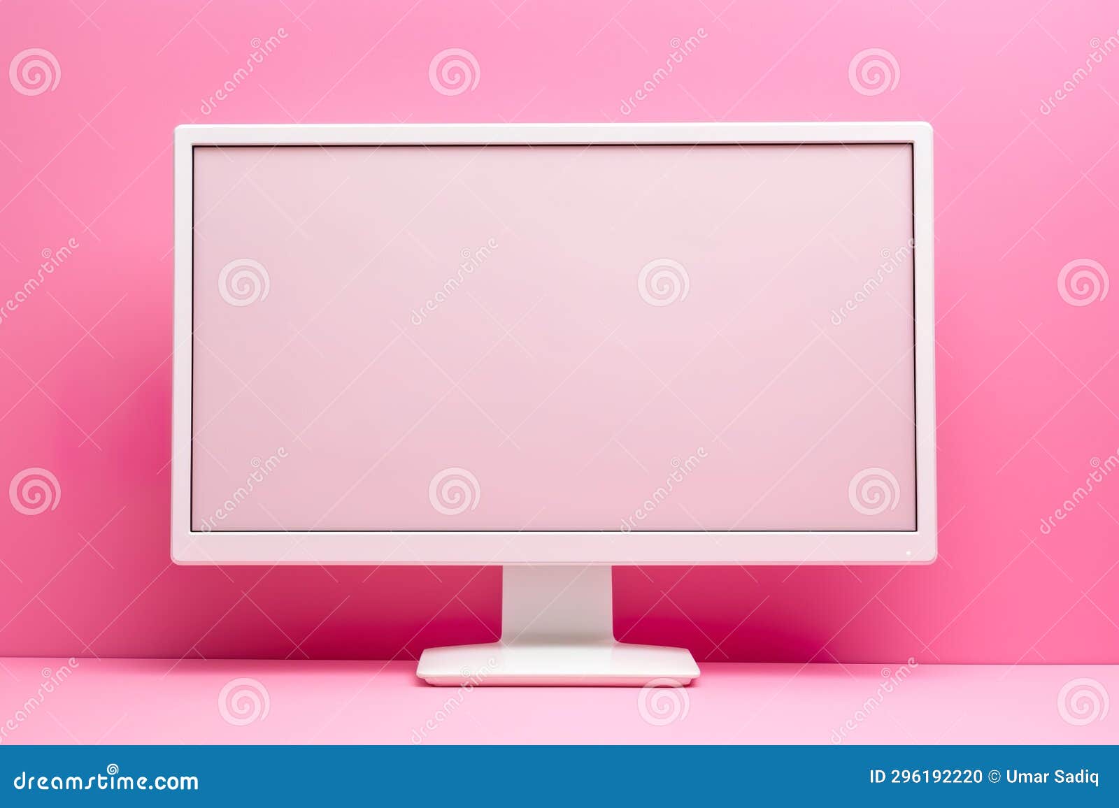 Pink Computer with Empty Screen on Pink Background Stock Illustration ...