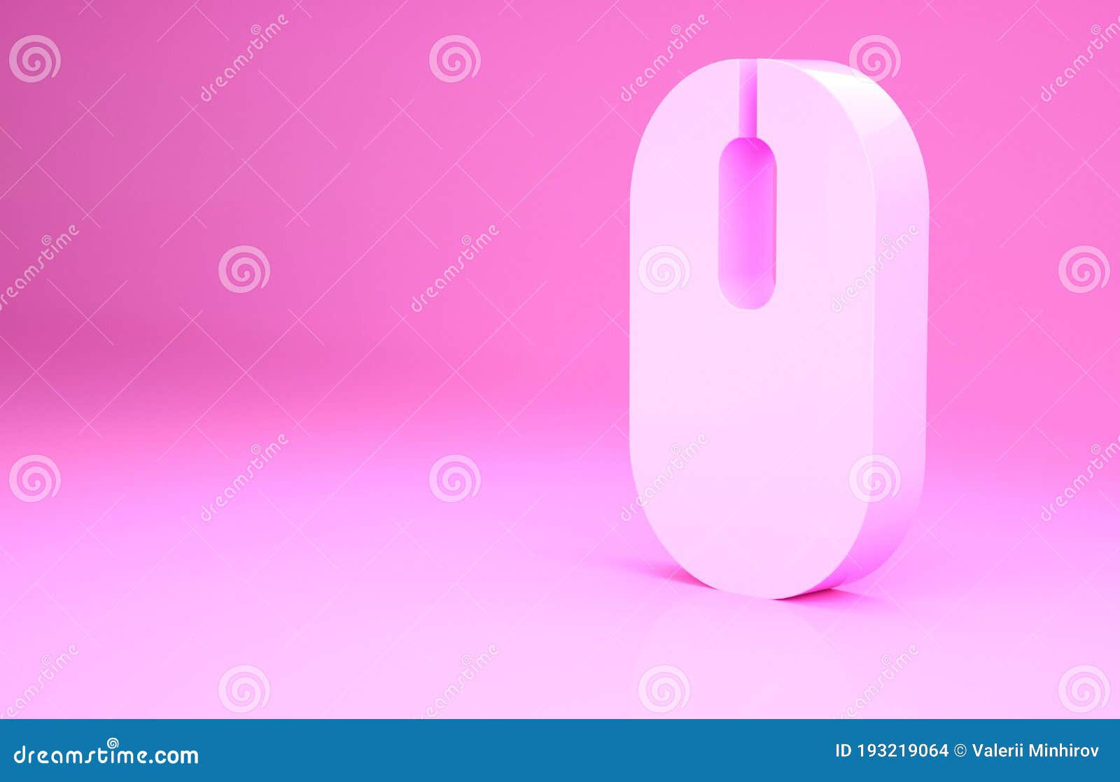 Pink Computer Mouse Icon Isolated on Pink Background. Optical with ...