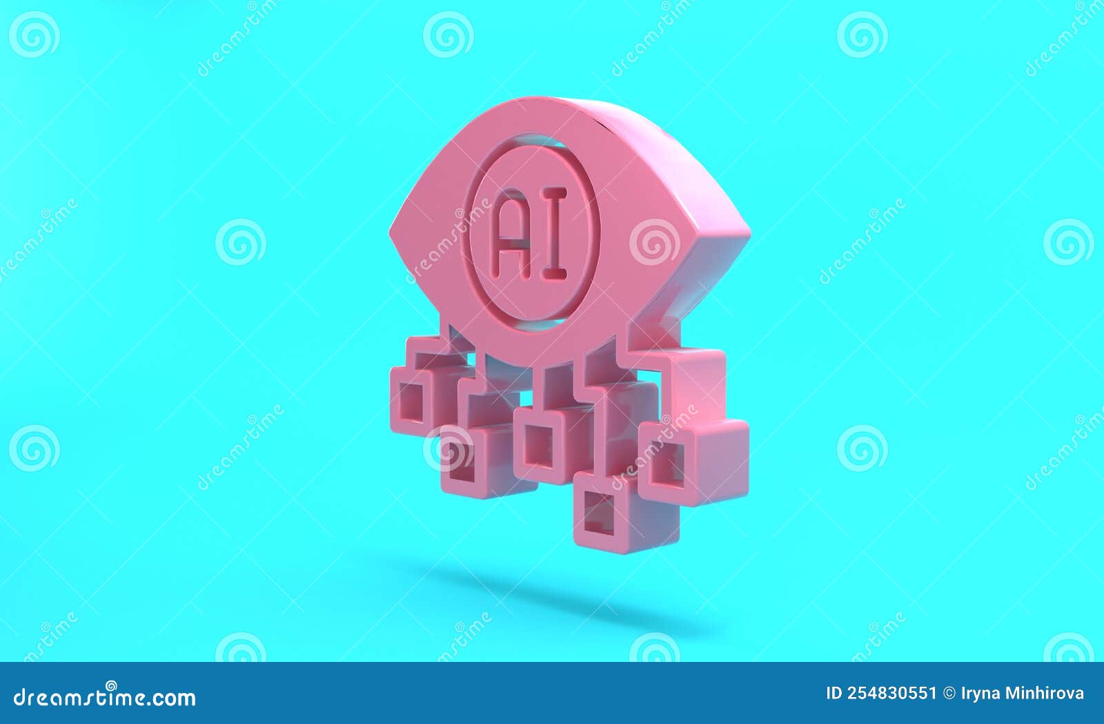 Pink Computer Vision Icon Isolated on Turquoise Blue Background ...
