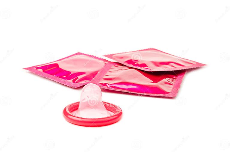 Pink condom on white. stock photo. Image of mens, white - 72045228
