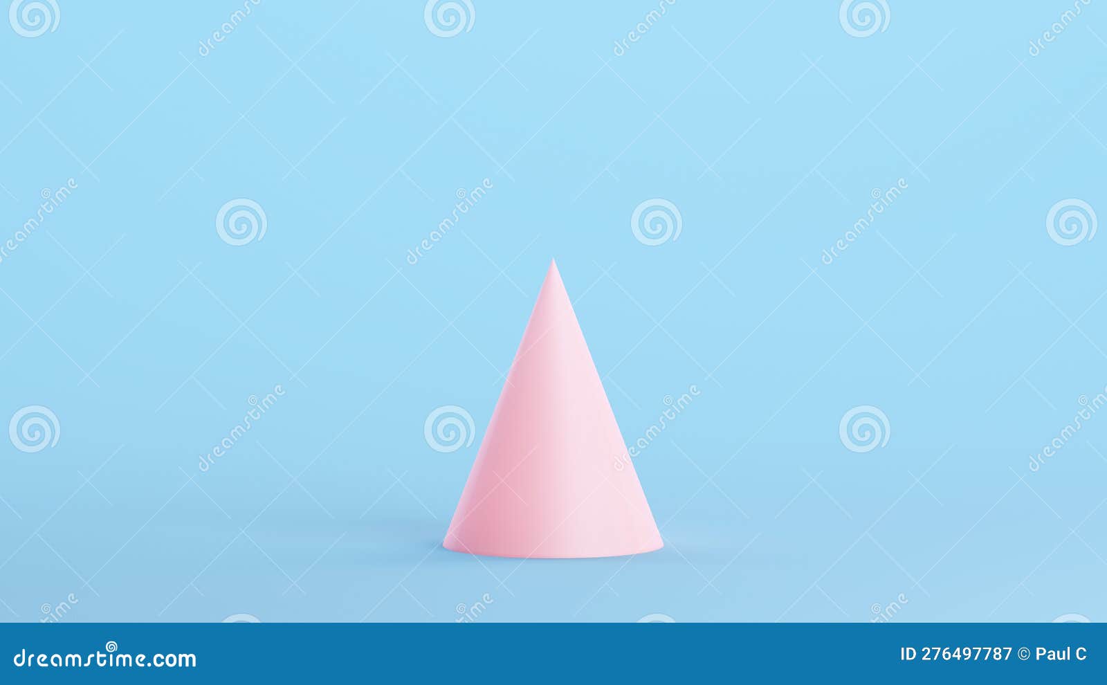 Pink Cone Geometric Shape Solid Pointy Round Structure Kitsch Blue ...