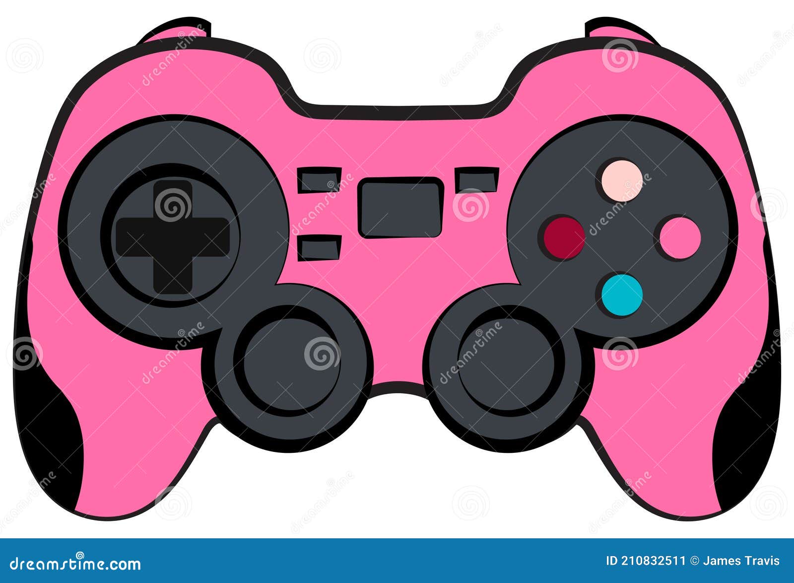 Pink Console Game Controller with Clipping Path on White Stock ...
