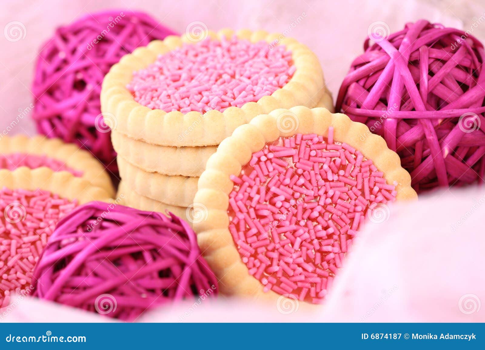 Pink cookies stock image. Image of delicious, heap, dessert - 6874187