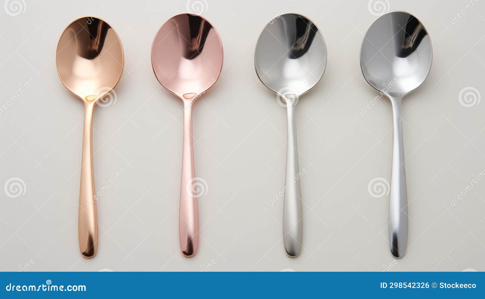 Hyperrealistic Four Spoon Set in Light Pink and Bronze Stock ...