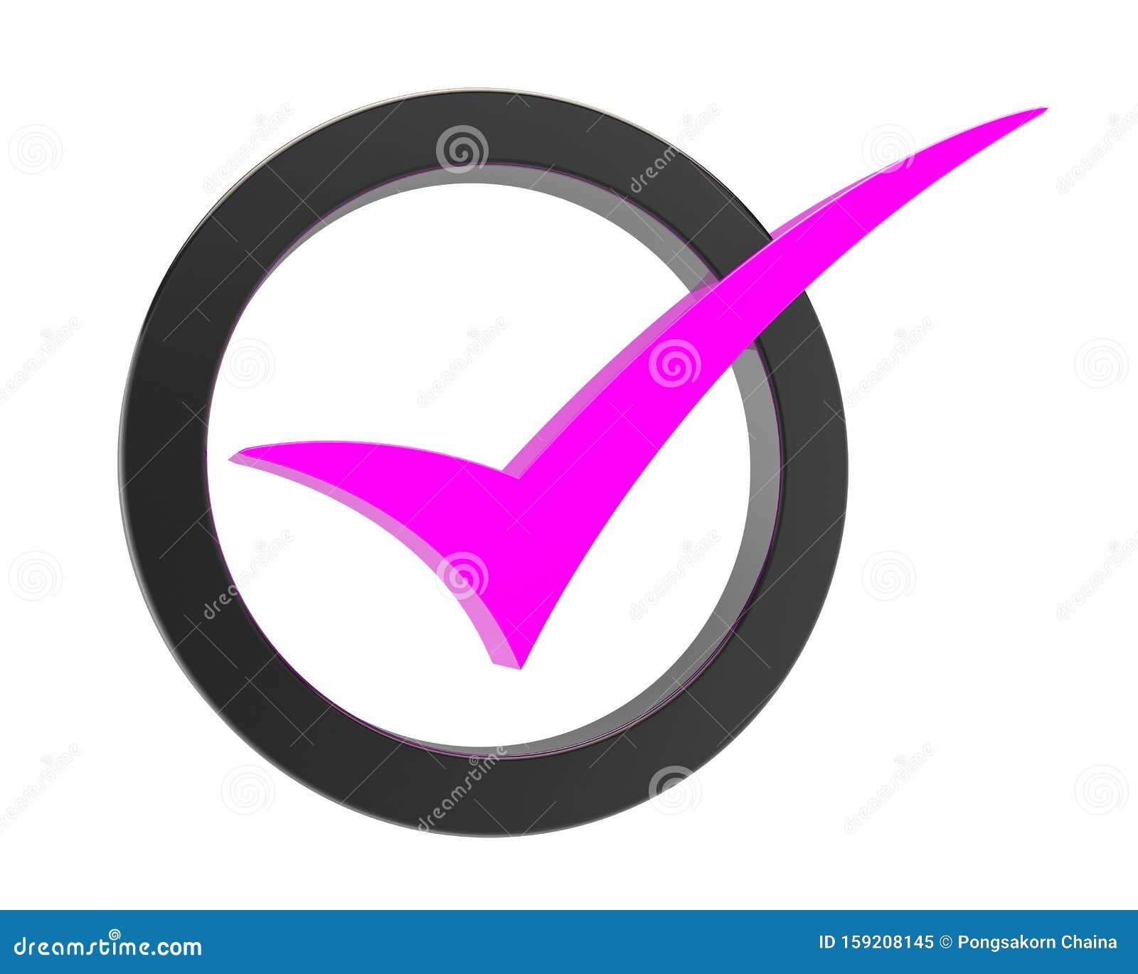 Pink Correct Mark Symbol Isolated on Background Stock Illustration ...