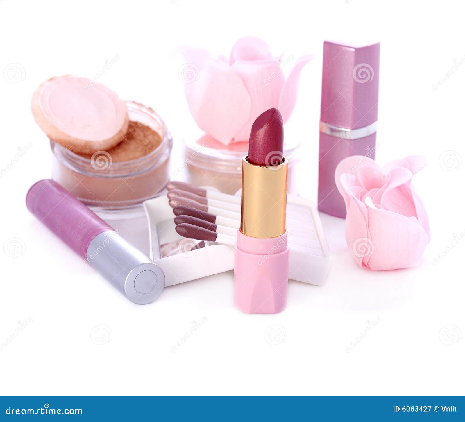 Pink cosmetic set stock image. Image of cosmetic, isolated - 6083427