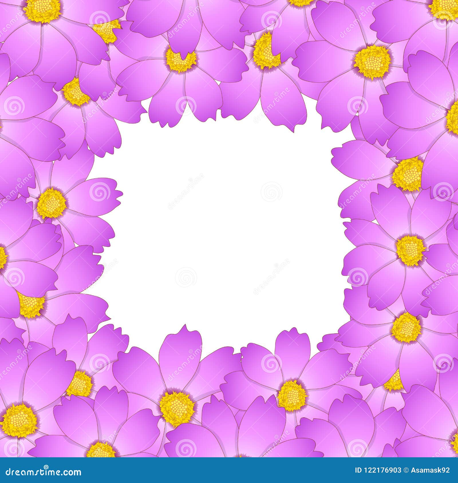 Pink Cosmos Flower Border. Vector Illustration Stock Vector ...