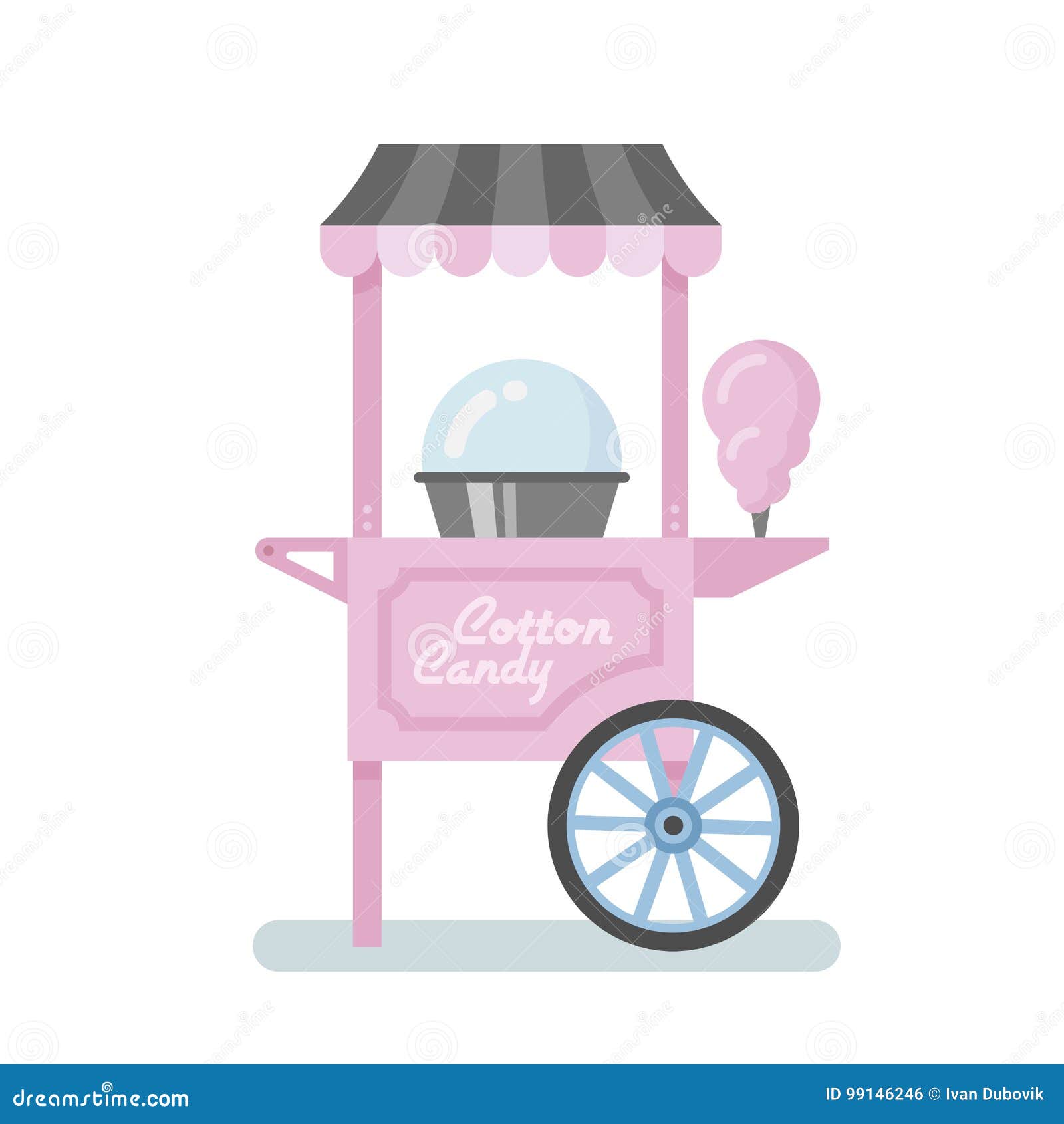 Cotton Candy Machine Flat Illustration Stock Vector - Illustration of ...