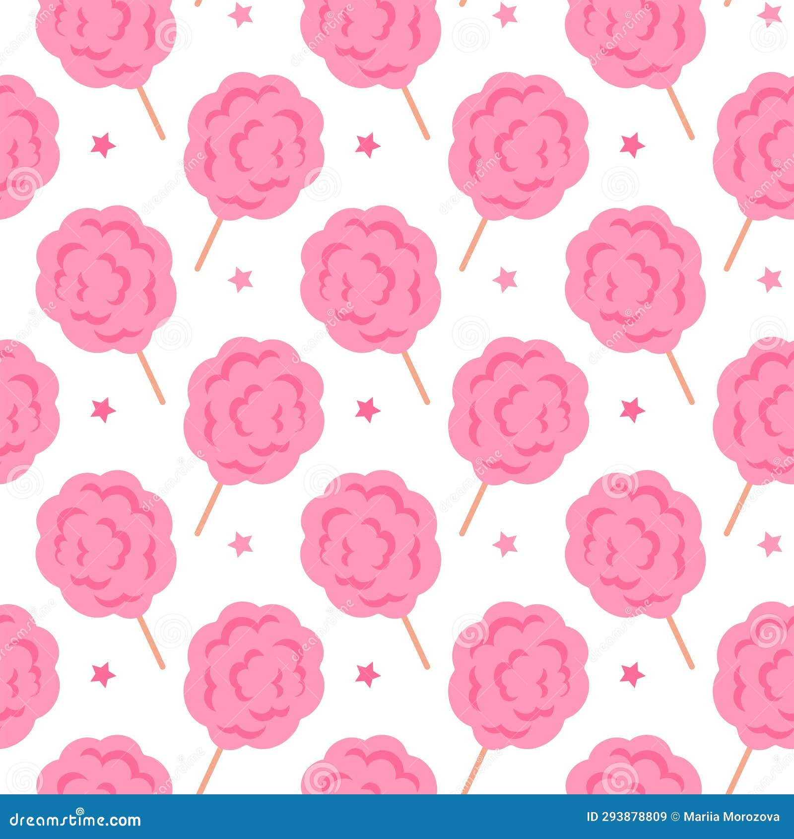 Pink Cotton Candy Pattern on White Background Stock Vector ...
