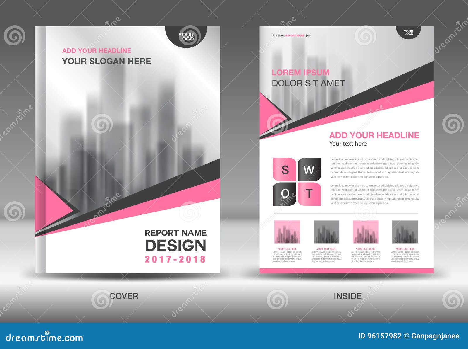 Pink Cover Annual Report Brochure Flyer Template Creative Design Stock ...