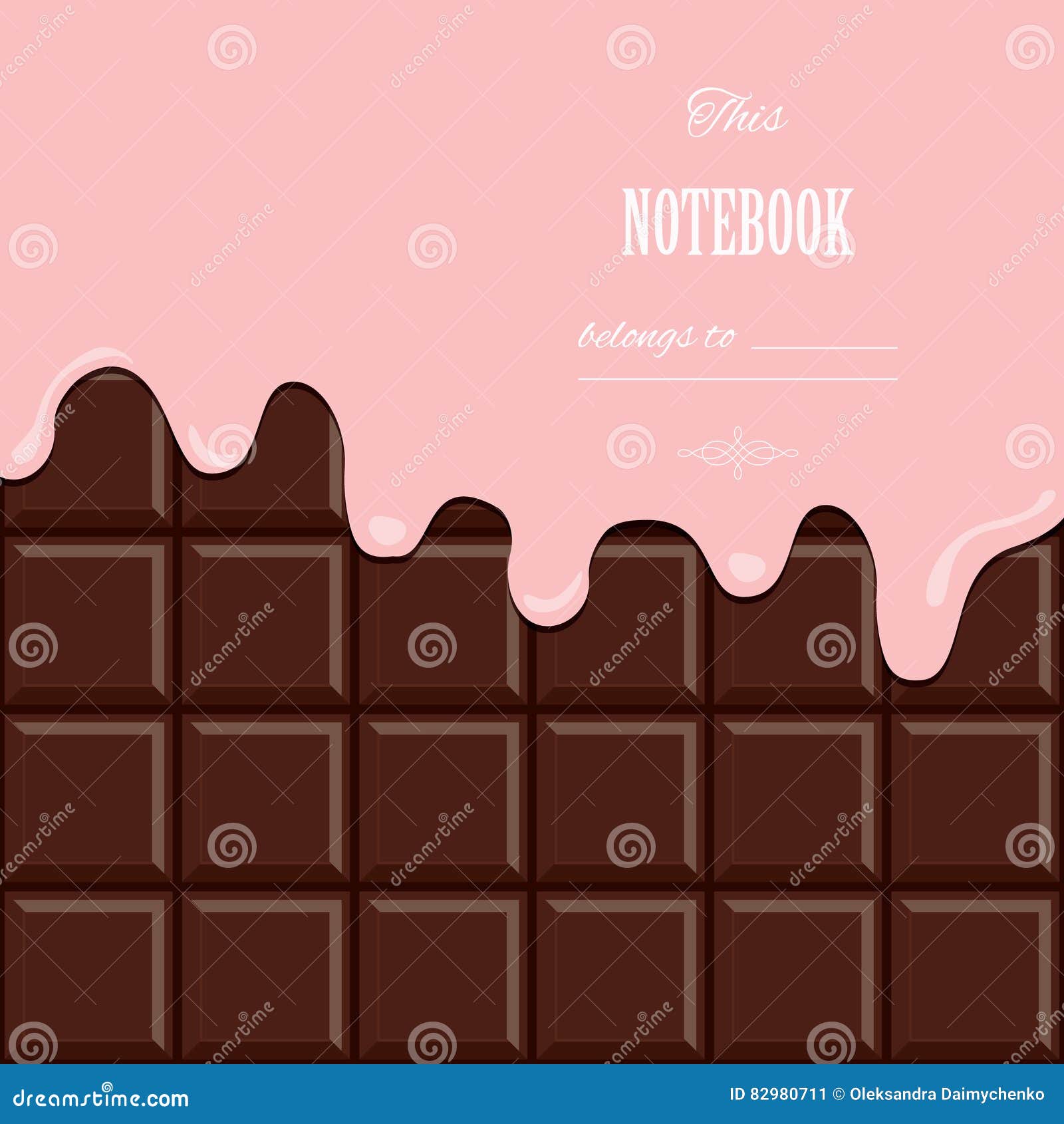 Pink Cream Melted on Chocolate Bar Background. Stock Vector ...