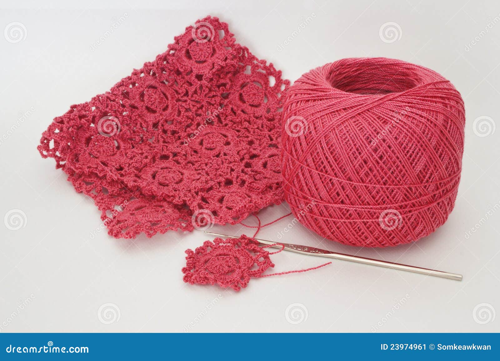 Pink crochet stock image. Image of handmake, craft, yarn - 23974961