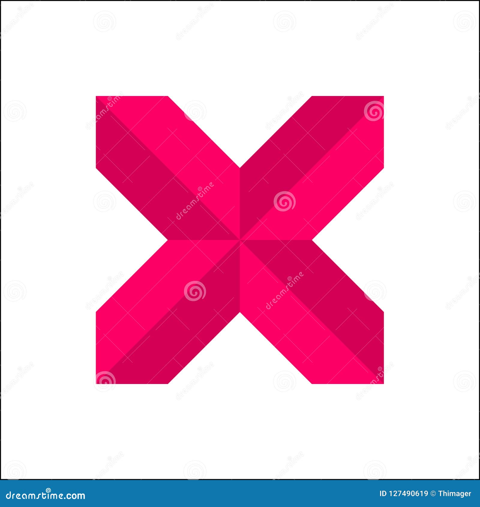 Pink X Cross Symbol on White Background. Stock Illustration ...