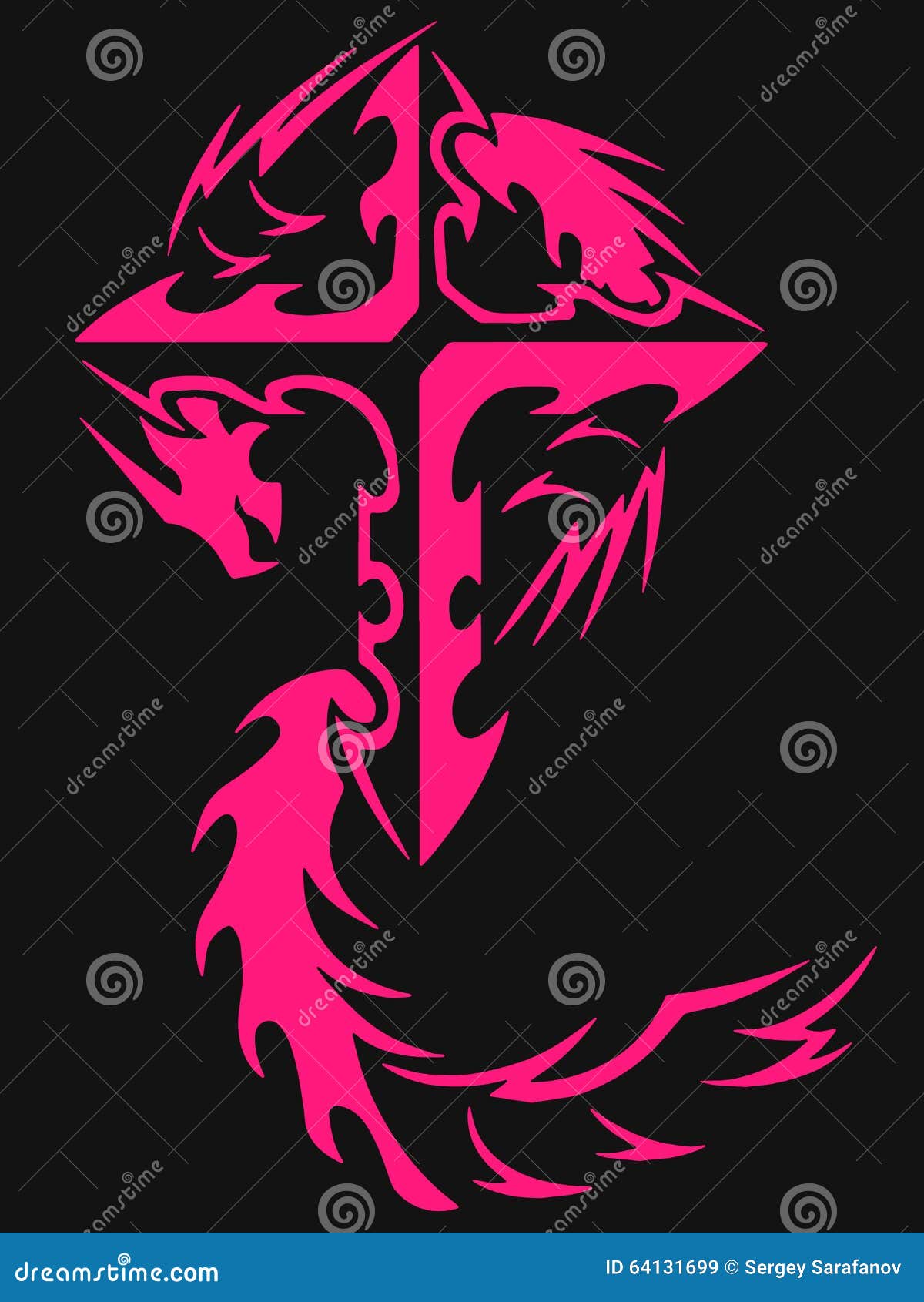 Pink Cross tattoo stock vector. Illustration of folk - 64131699