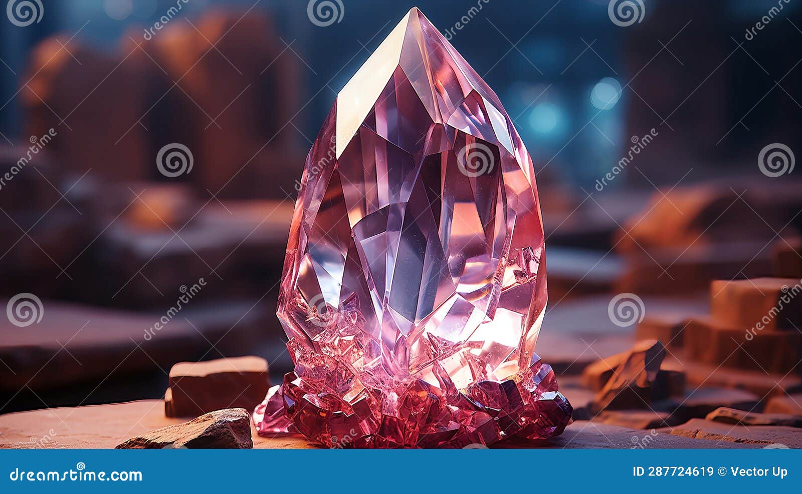 A Pink Crystal with a Light Shining on it. Generative AI. Stock Image ...