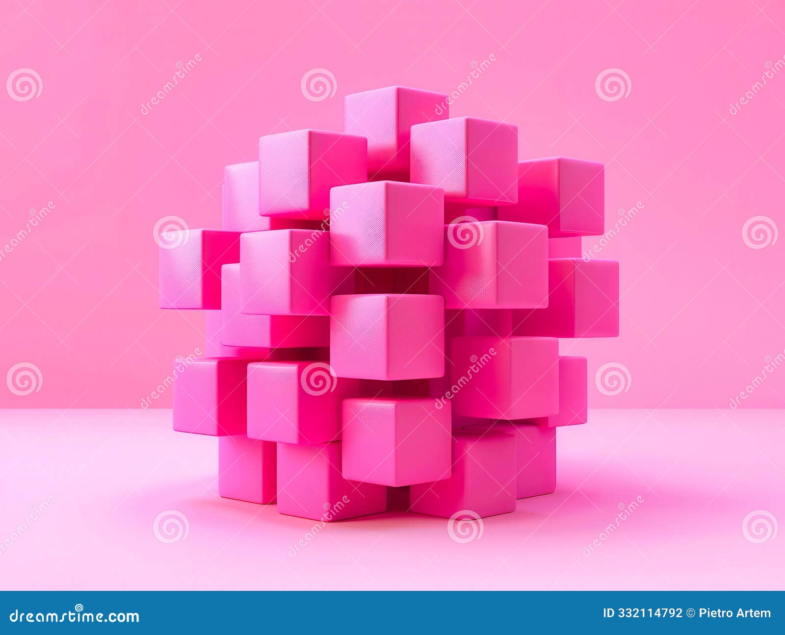 Pink Cube Abstract Sculpture on Pink Background Stock Photo - Image of ...