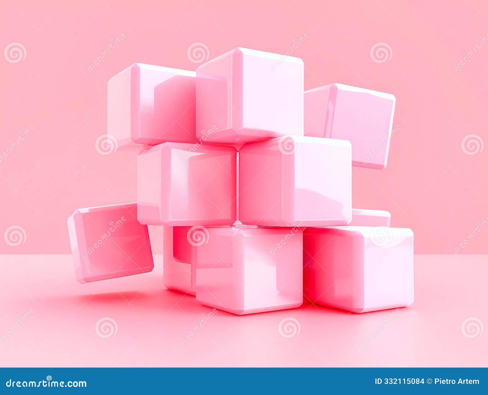 Pink Cube Abstract Sculpture on Pink Background Stock Photo - Image of ...