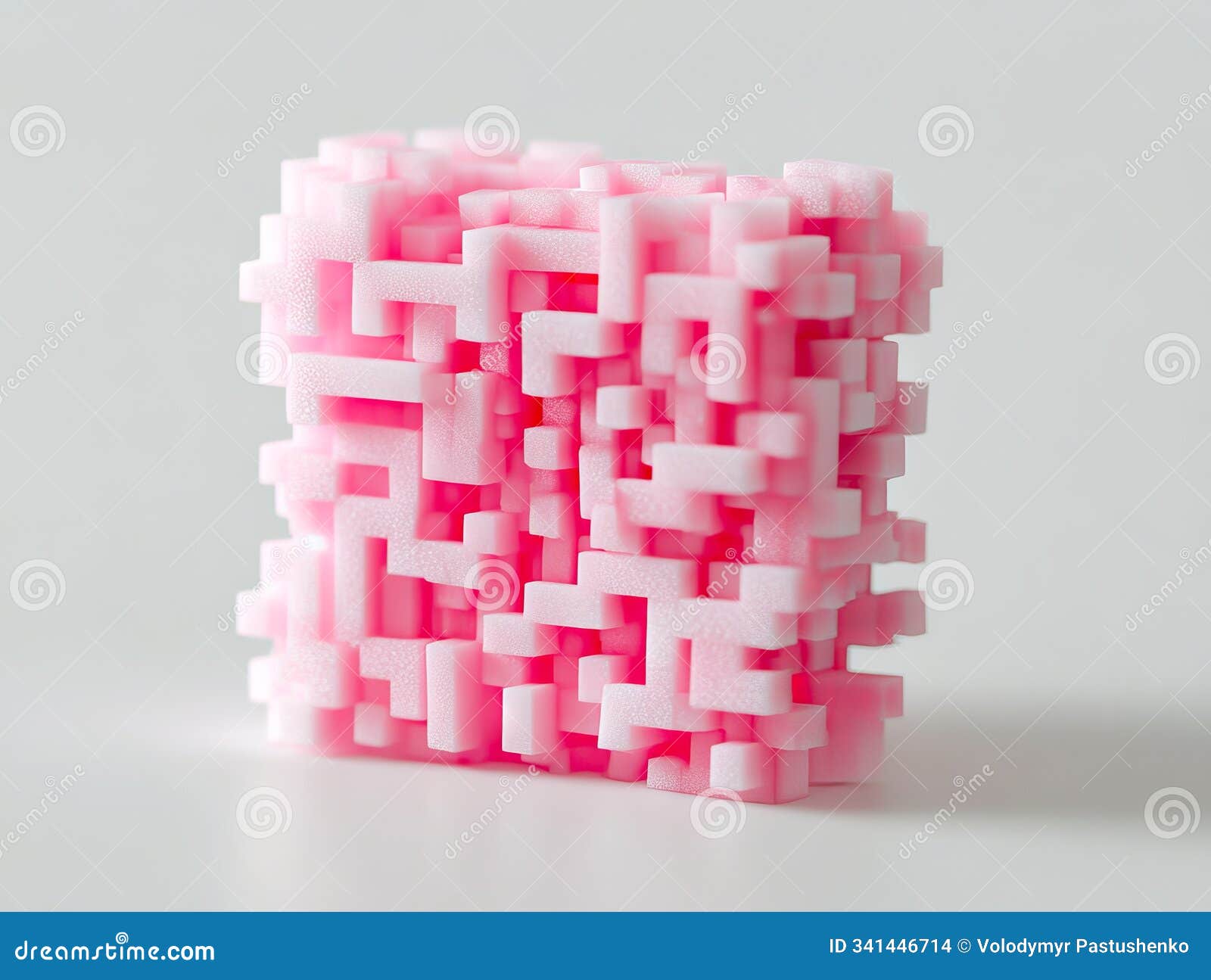 A Pink Cube Made Out of Cubes on a White Surface Stock Illustration ...