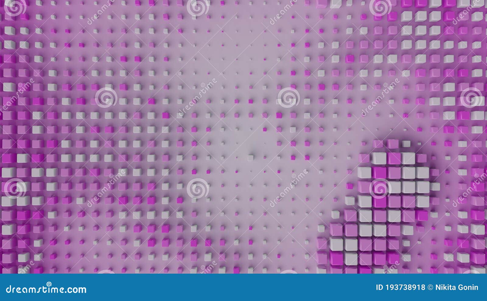 Pink Cubic Array is Pulsating on a Plane 3D Rendering Illustration ...