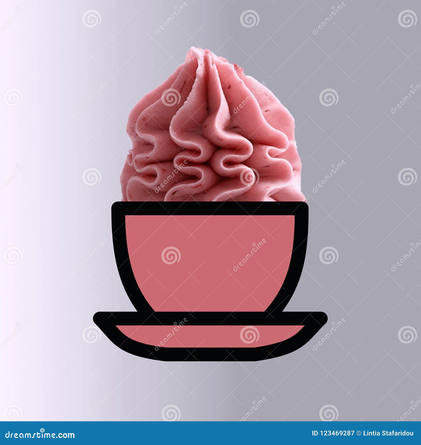 Pink cup with ice-cream stock image. Image of concept - 123469287