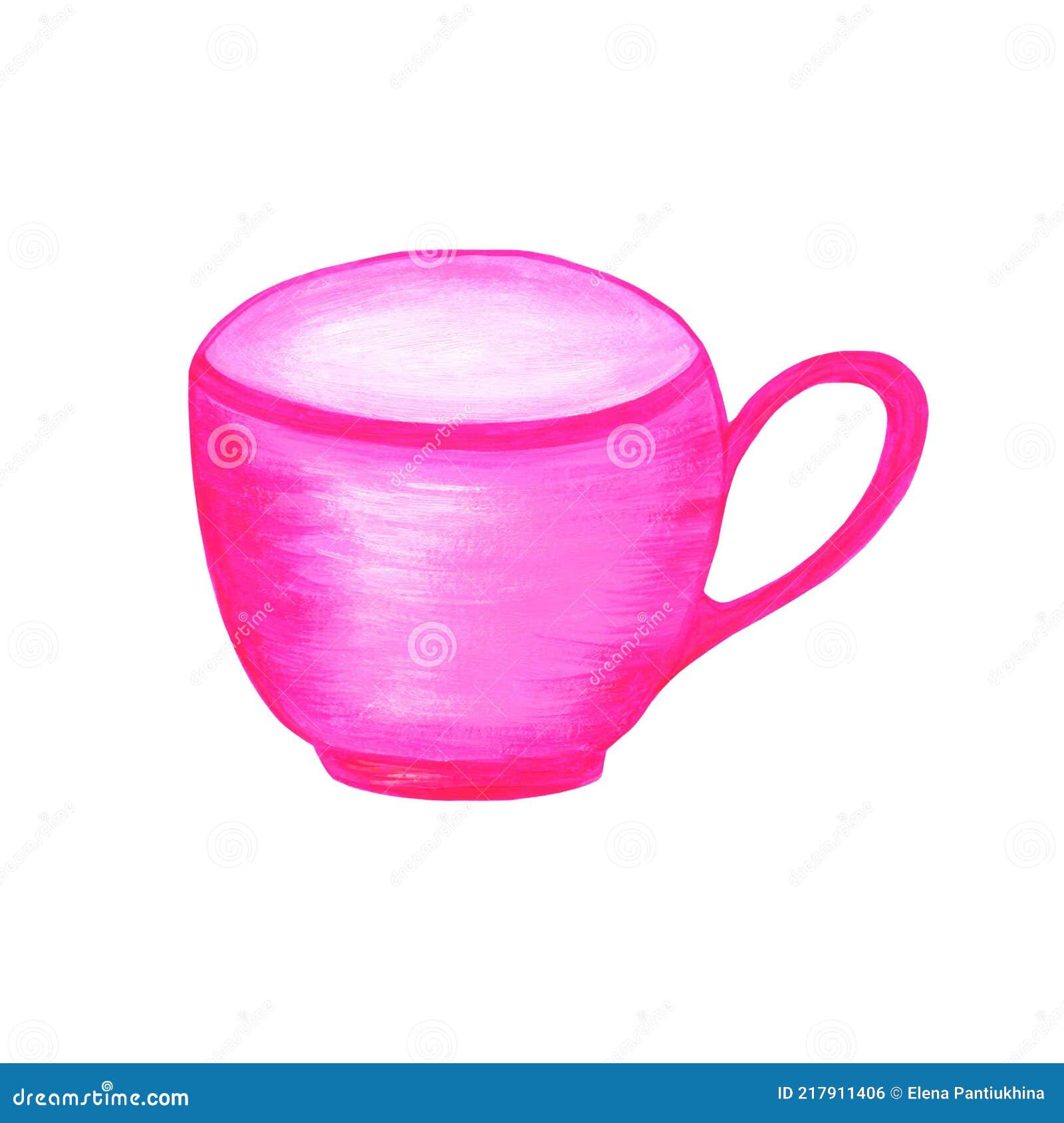 Pink Cup on a White Background. Isolate. Icon. Watercolor Illustration ...