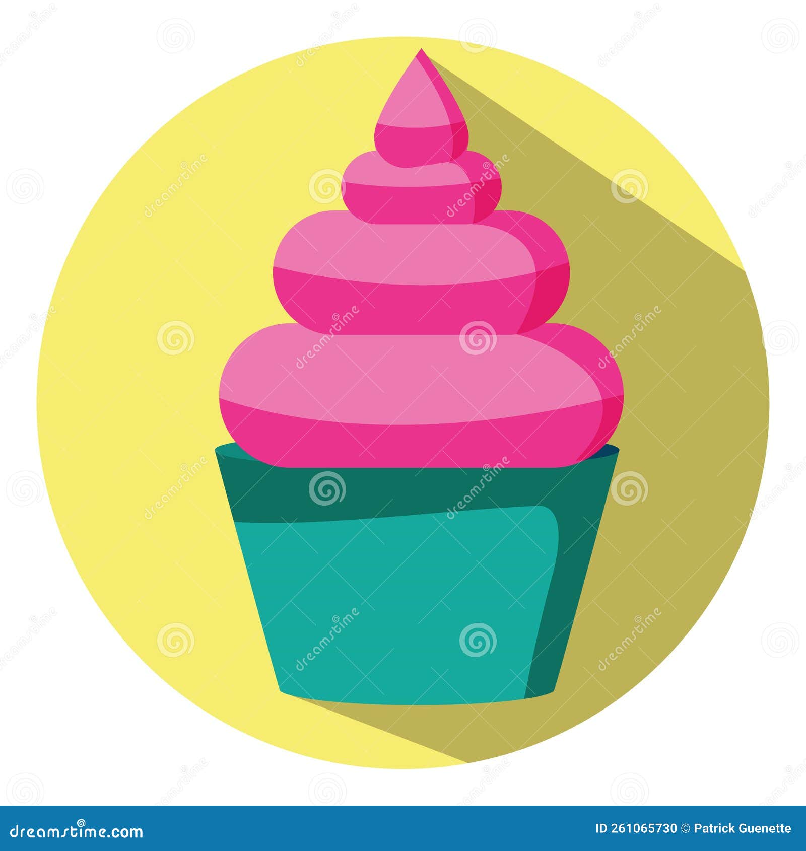 Pink cupcake, icon stock vector. Illustration of graphic - 261065730