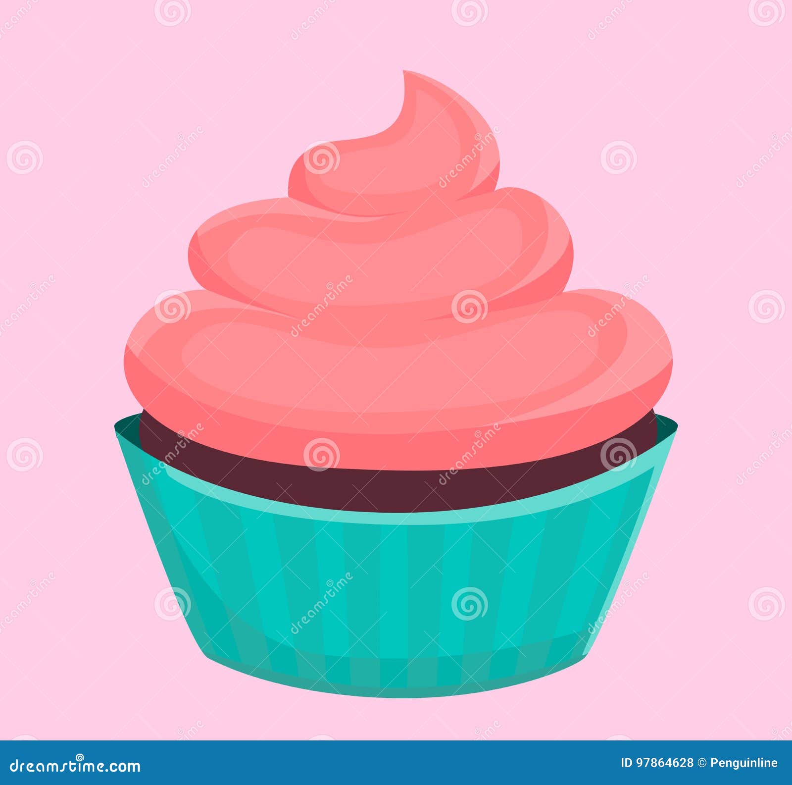 Pink Cupcake stock vector. Illustration of sweet, chocolate - 97864628
