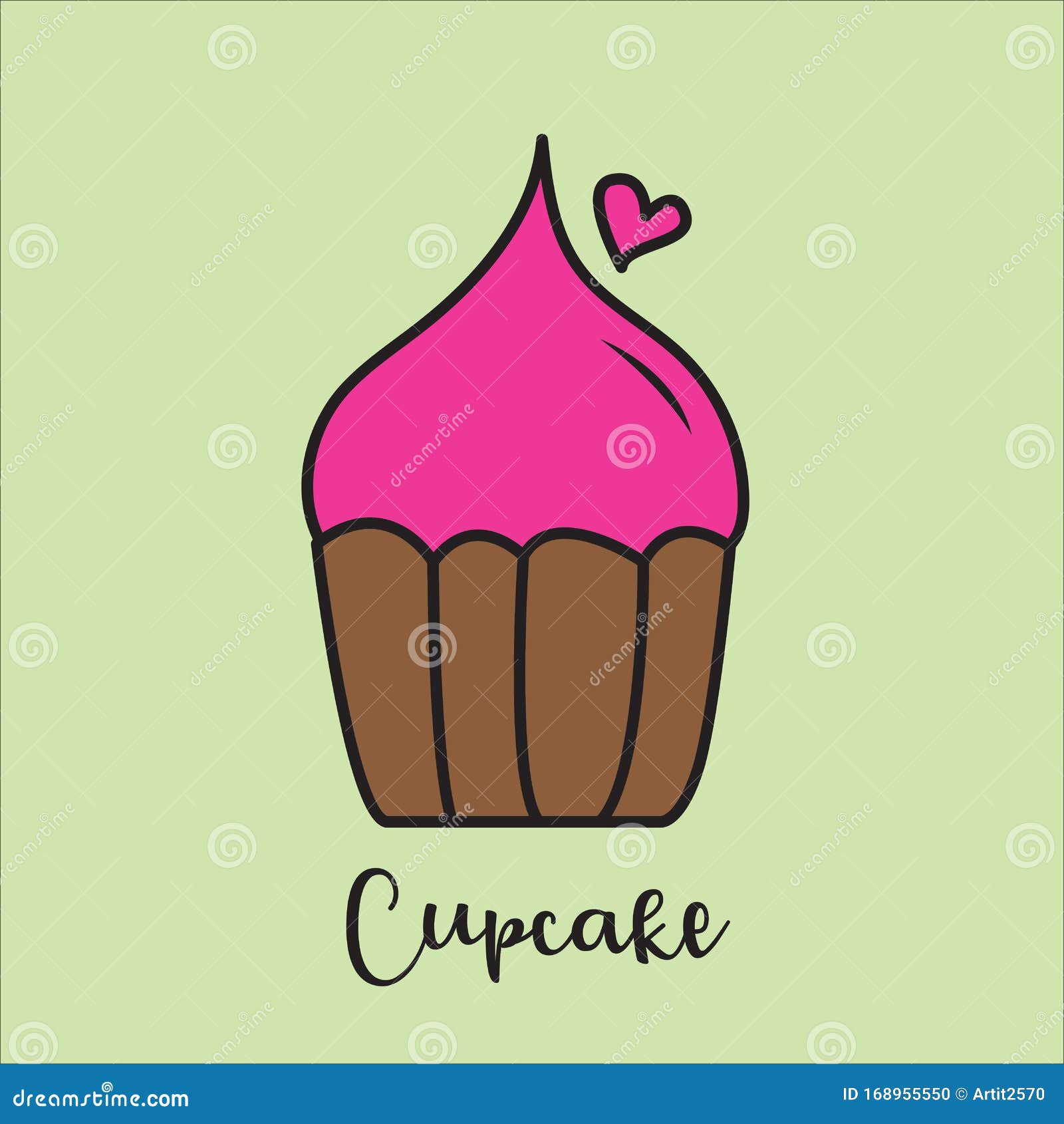 Pink Cupcake Vector Illustration, Web Icon, Logo Design, Food Vector ...