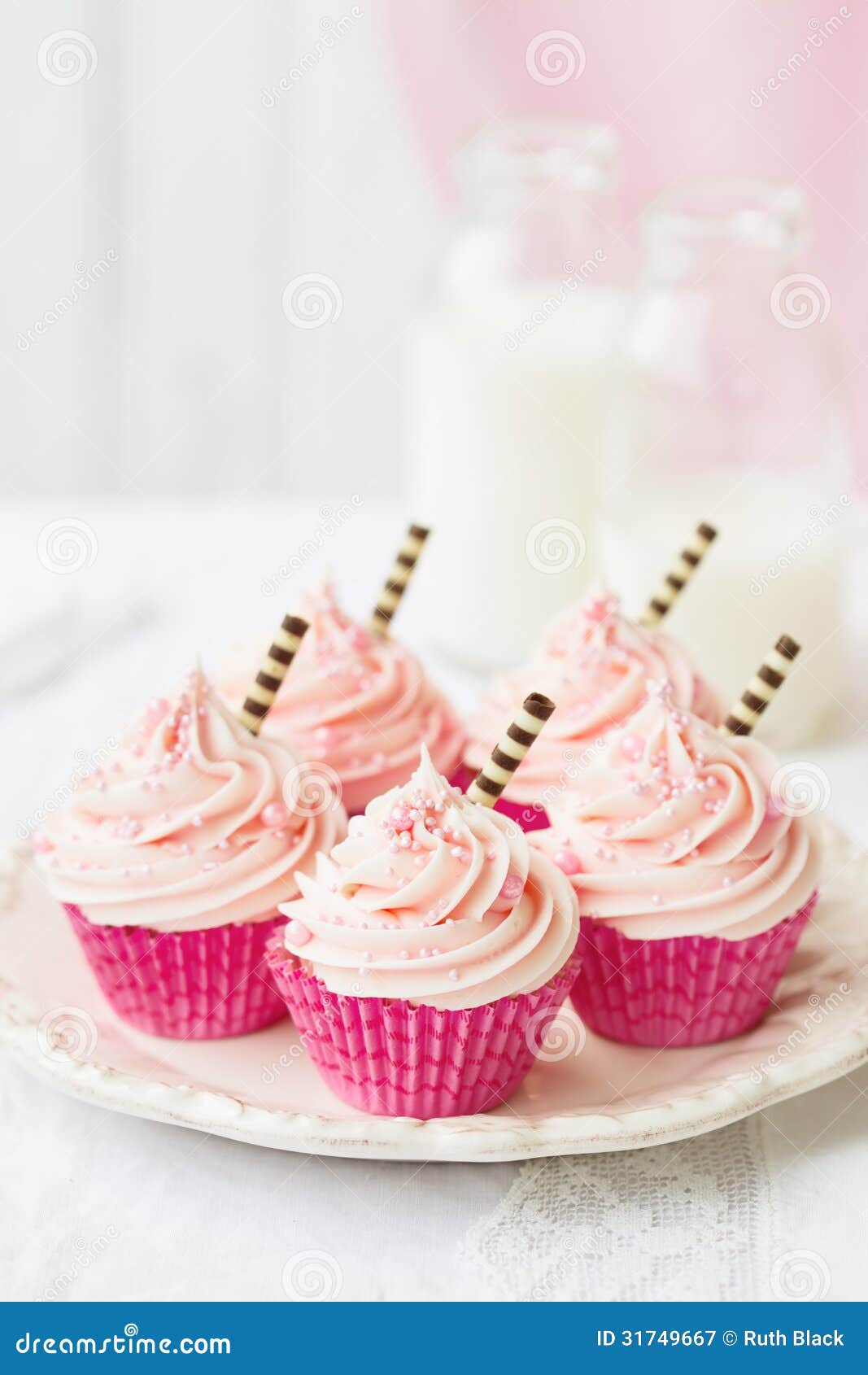 Pink cupcakes stock image. Image of pink, sweet, stripey - 31749667