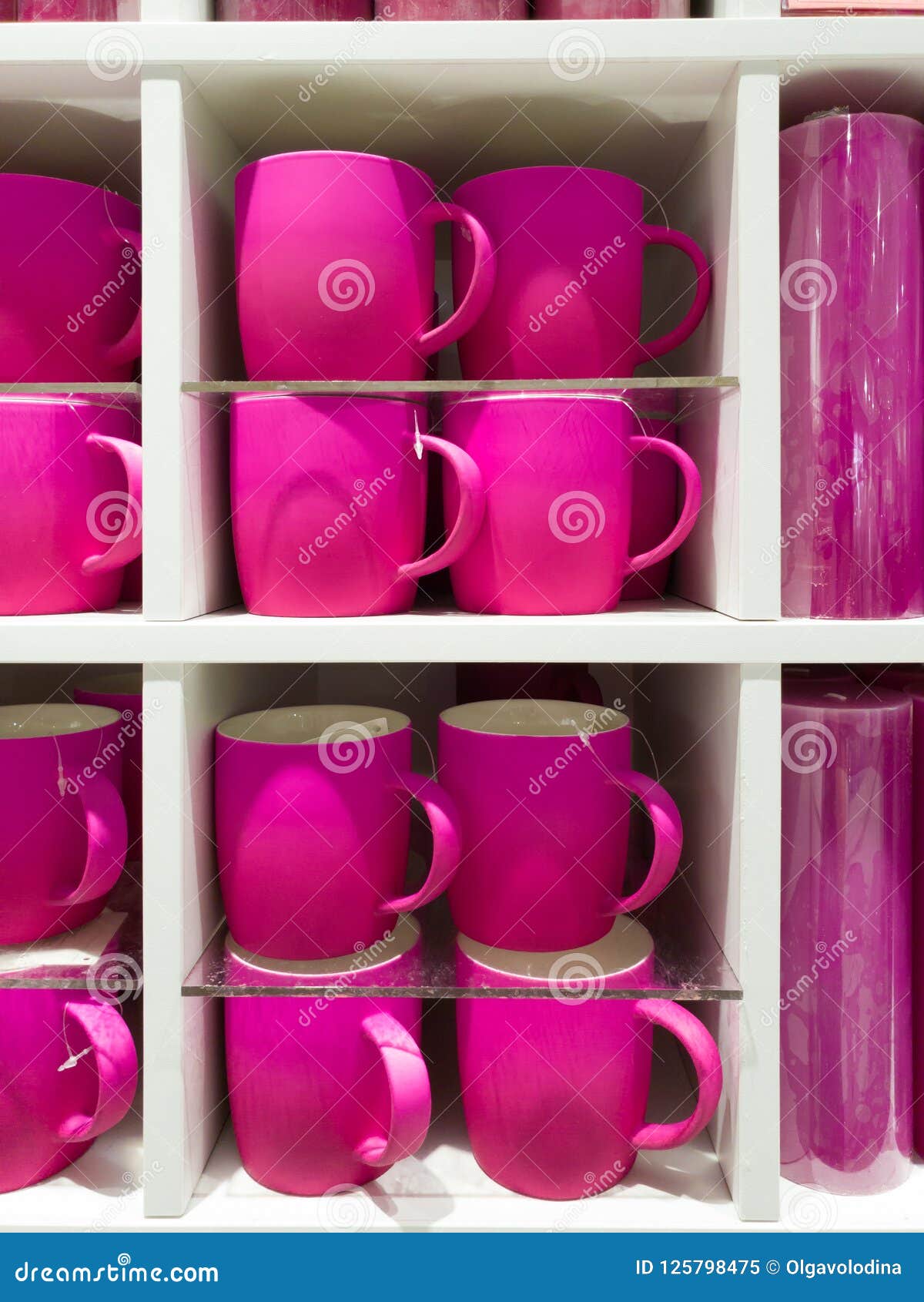 Pink Cups in the a Shop Window Stock Image - Image of goods, sale ...