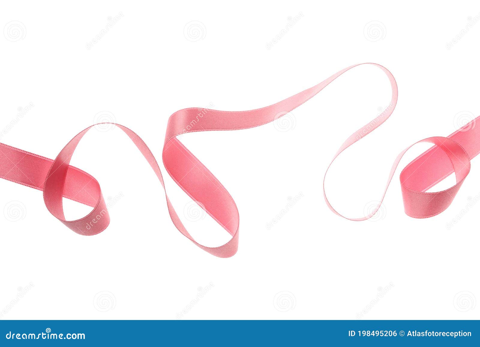 Pink Curly Ribbon Isolated on White Background Stock Photo - Image of ...