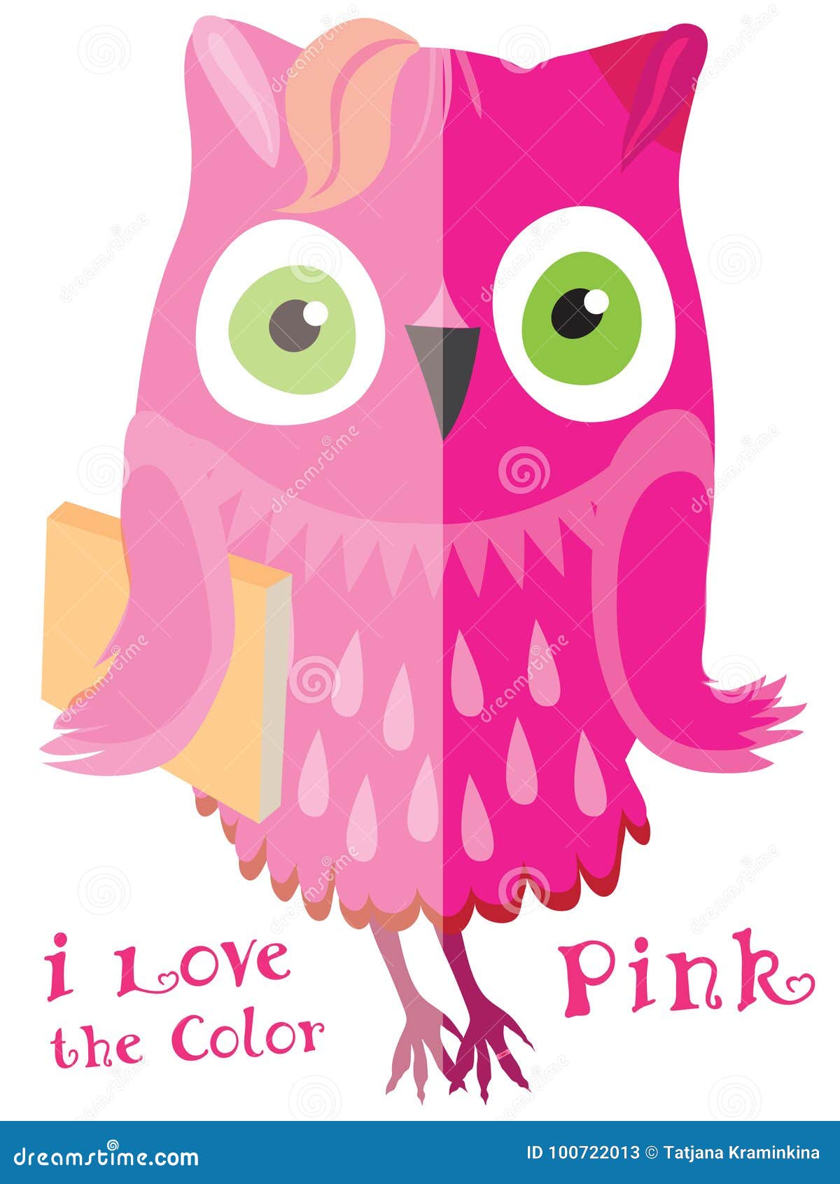 Pink cute cartoon owl. stock vector. Illustration of icon - 100722013